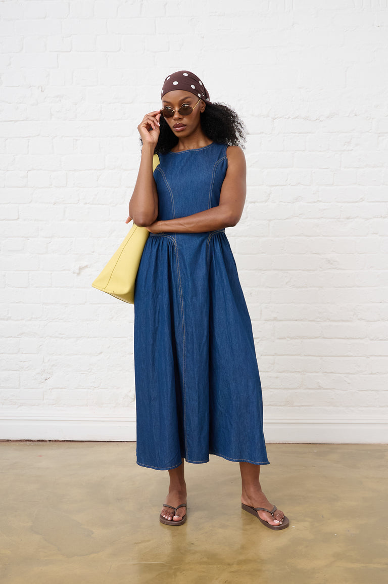 Denim Sundress with Shaped Hips – Me&B